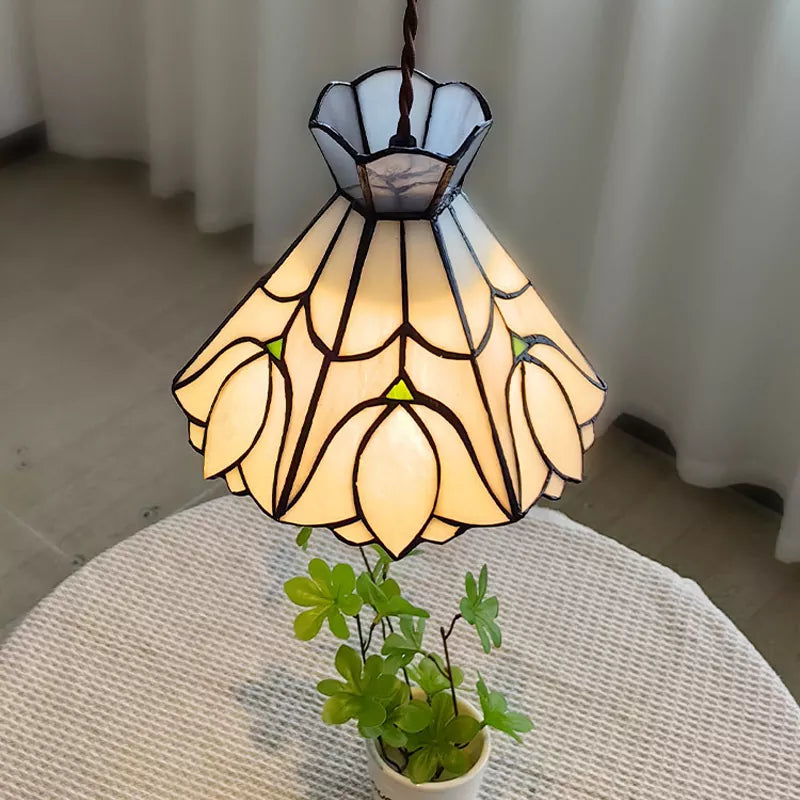 Europe France Style LED Pendant Light Tiffany Color Copper Glass Lamps